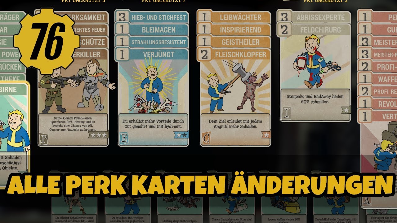Skill/Perk-Karten-Änderungen - ALLE INFOS - Fallout 76 - YouTube