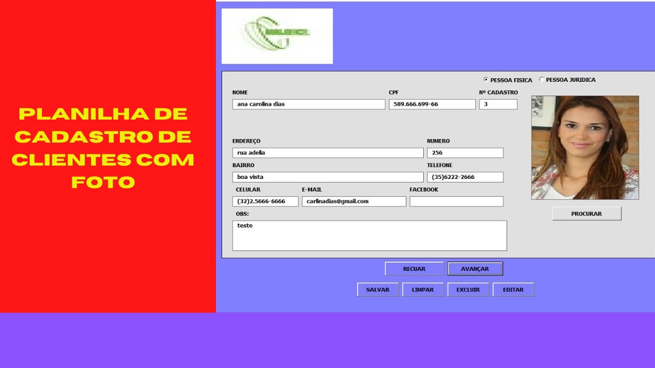 CADASTRO CLIENTES COM FOTOS GRÁTIS - YouTube