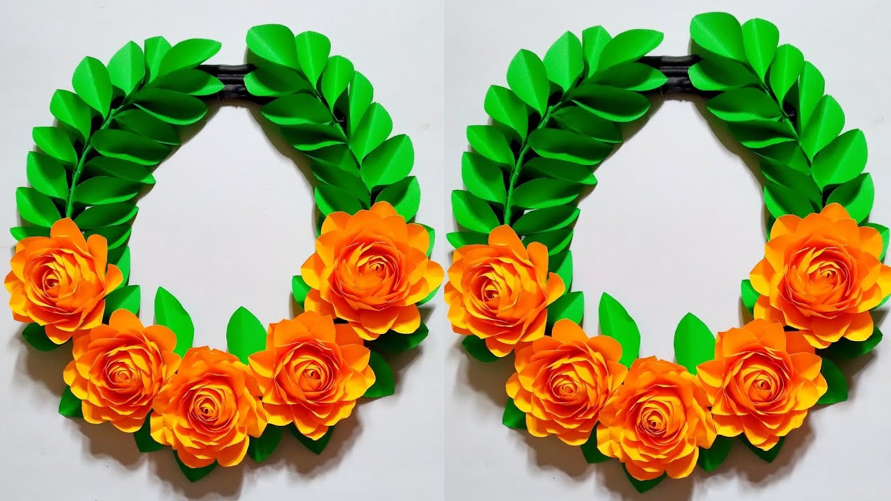 How to make beautiful paper flowers wall hanging / A4 biththi sarasili ...