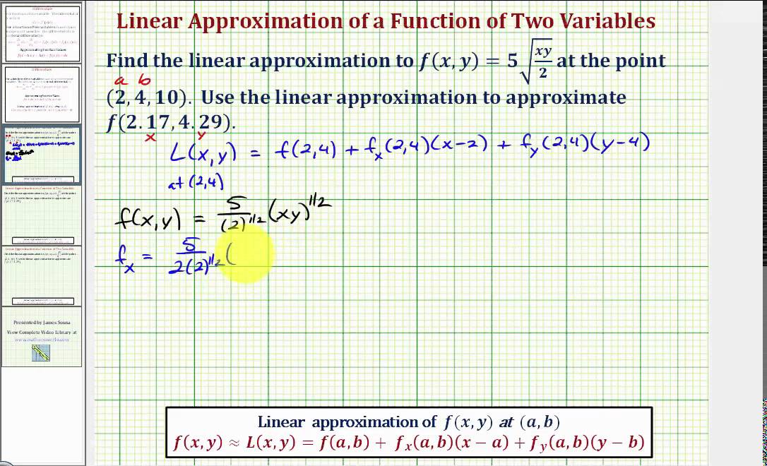 Find a Linear Approximation to a Function of Two Variables and Estimate a Function Value - YouTube