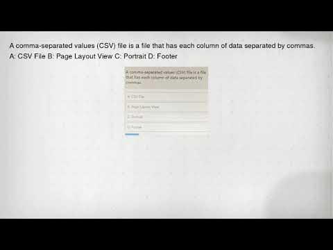 A comma-separated values (CSV) file is a file that has each column of data separated by commas ...