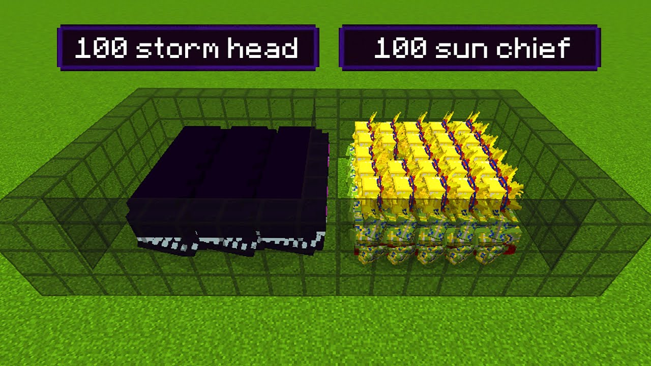 100 wither storm head vs 100 sun chief - YouTube