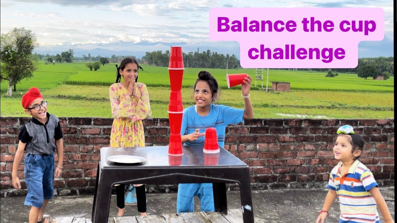 Balance the cup challenge / loser will be punished - YouTube