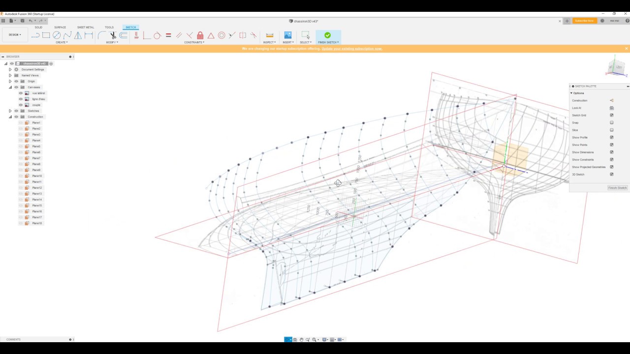Fusion 360 - modelisation chassiron - 3D hull modeling - YouTube