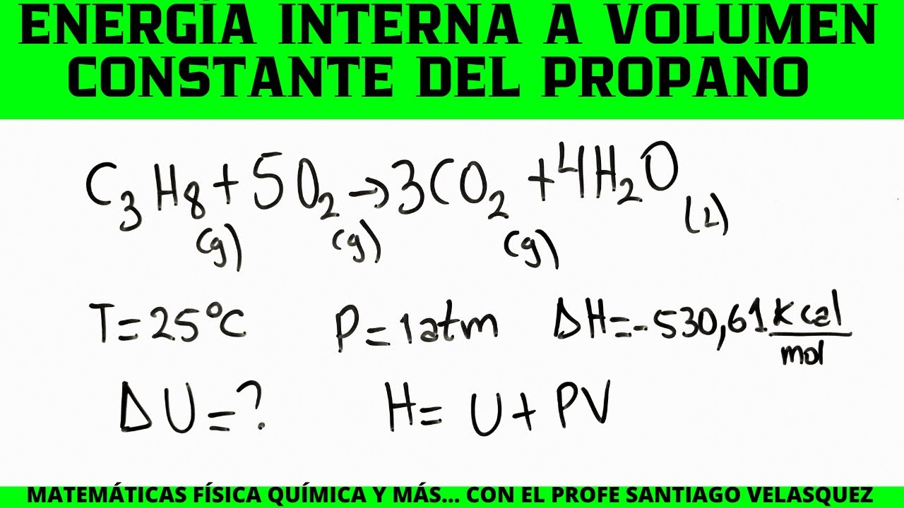 Energía interna y entalpia calor de combustión a volumen constante del ...