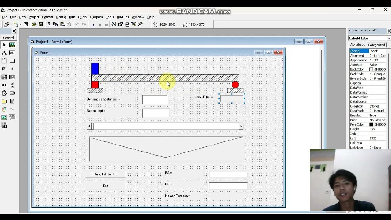 MEMBUAT PROGRAM MENGHITUNG RA, RB DAN MOMEN MENGGUNAKAN VISUAL BASIC 6. ...