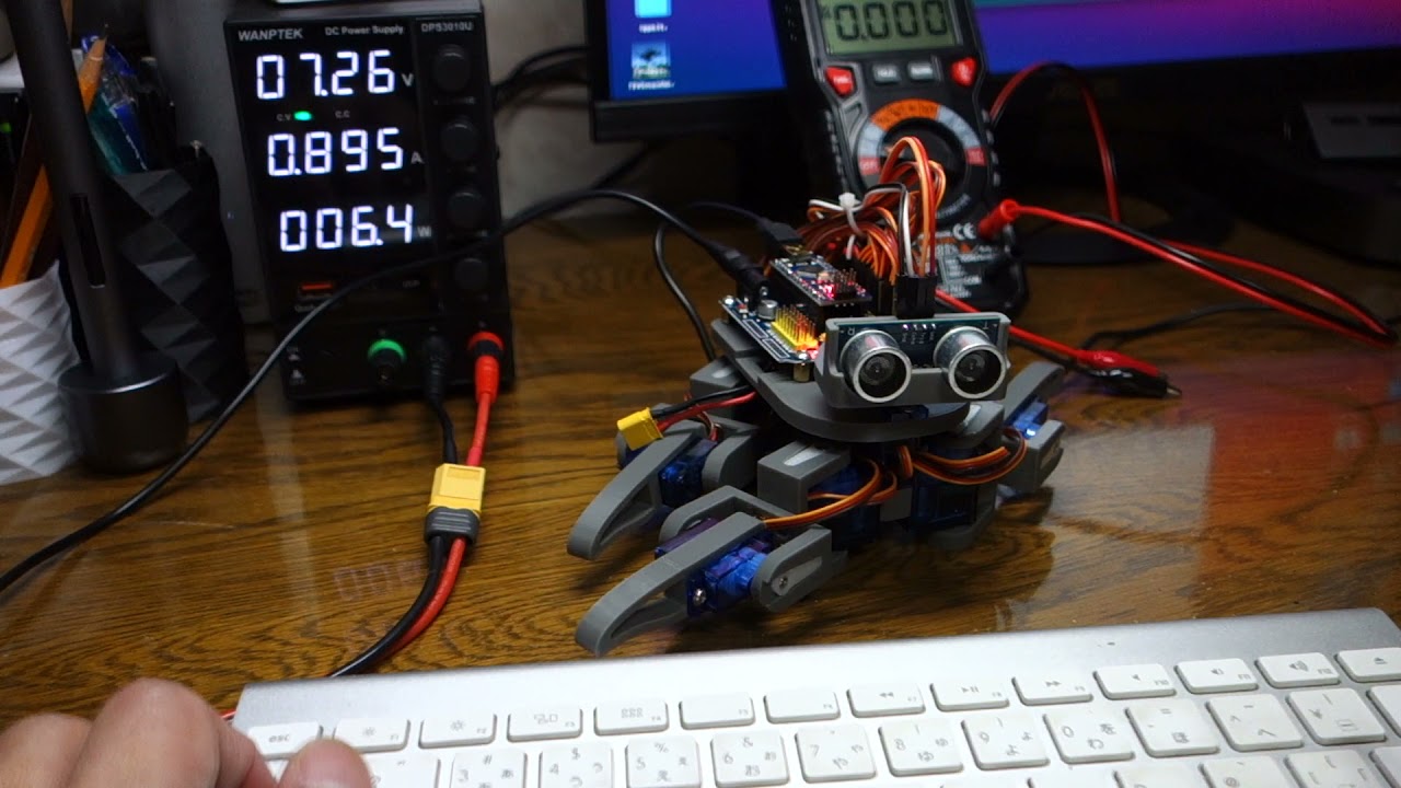 4-legged walking robot test - YouTube