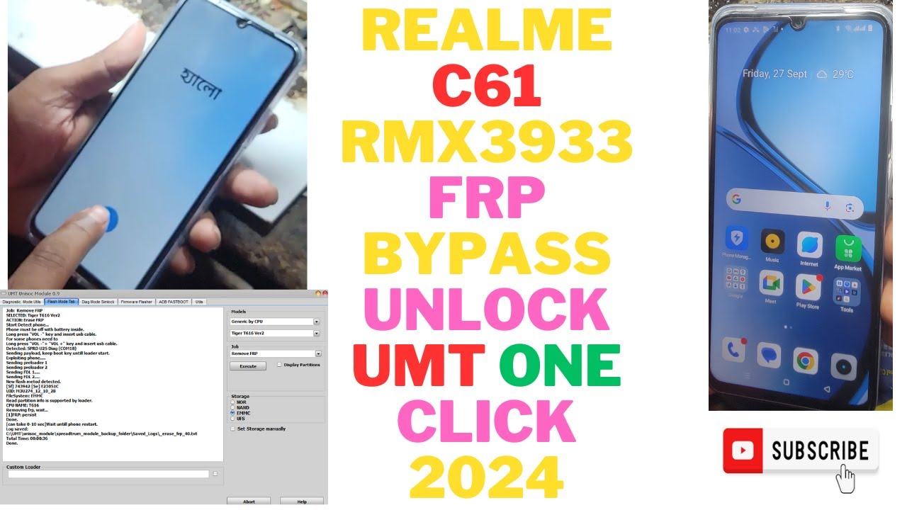 Realme C61 RMX3933 frp bypass Unlock Umt One Click 2024 - YouTube