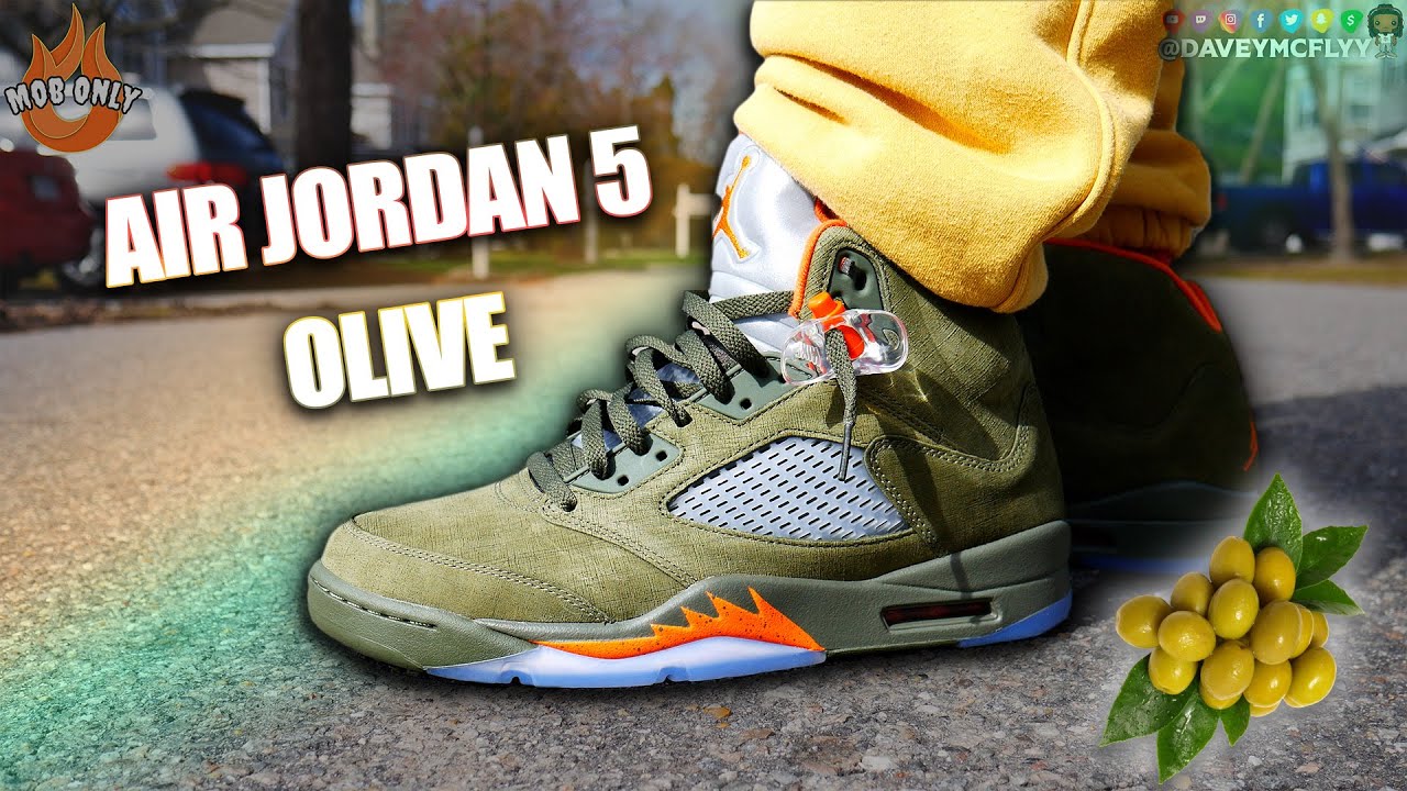 How to Perfectly Loose Lace The Air Jordan 5 " Olive " - YouTube
