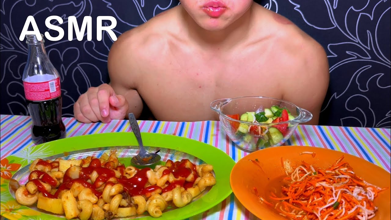 ASMR | EATING PASTA WITH SPICY KETCHUP, SALADS | 🔥FOOD SOUNDS - YouTube