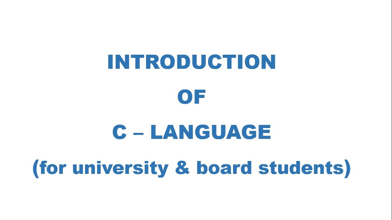 Introduction Of C Language Youtube 0094