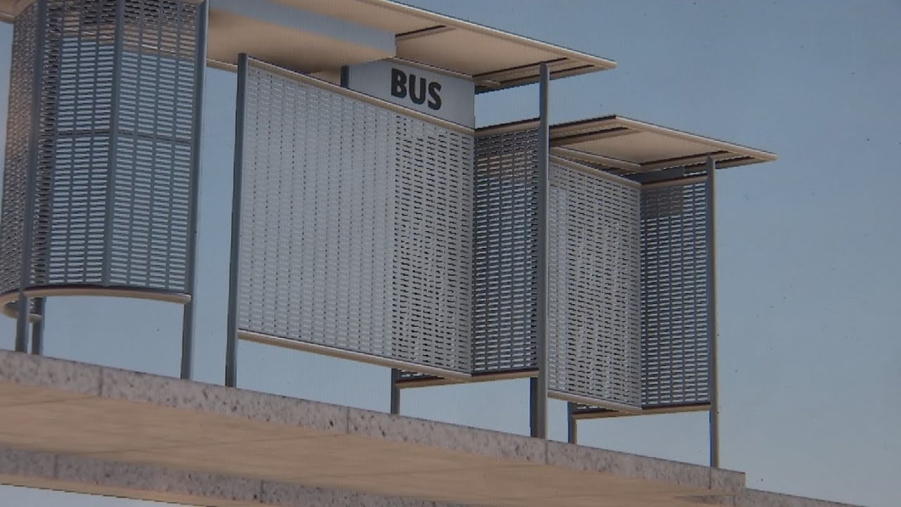 VIDEO: Student designed bus stops being installed - YouTube