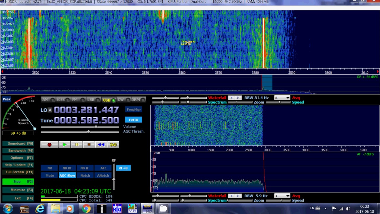 Scanning up and down from 3000 to 4000 Khz Shortwave with Afedri SDR ...