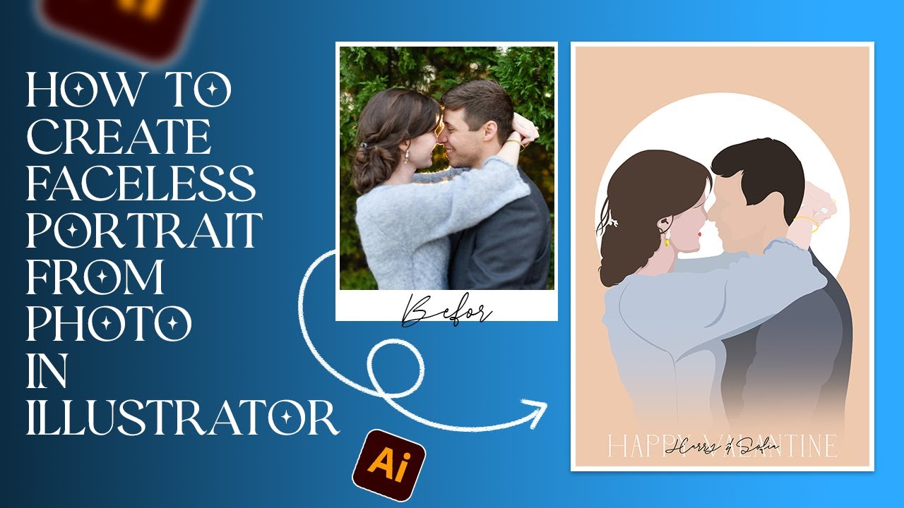 How To Draw Faceless Portrait with Illustrator Tutorial | Digital ...