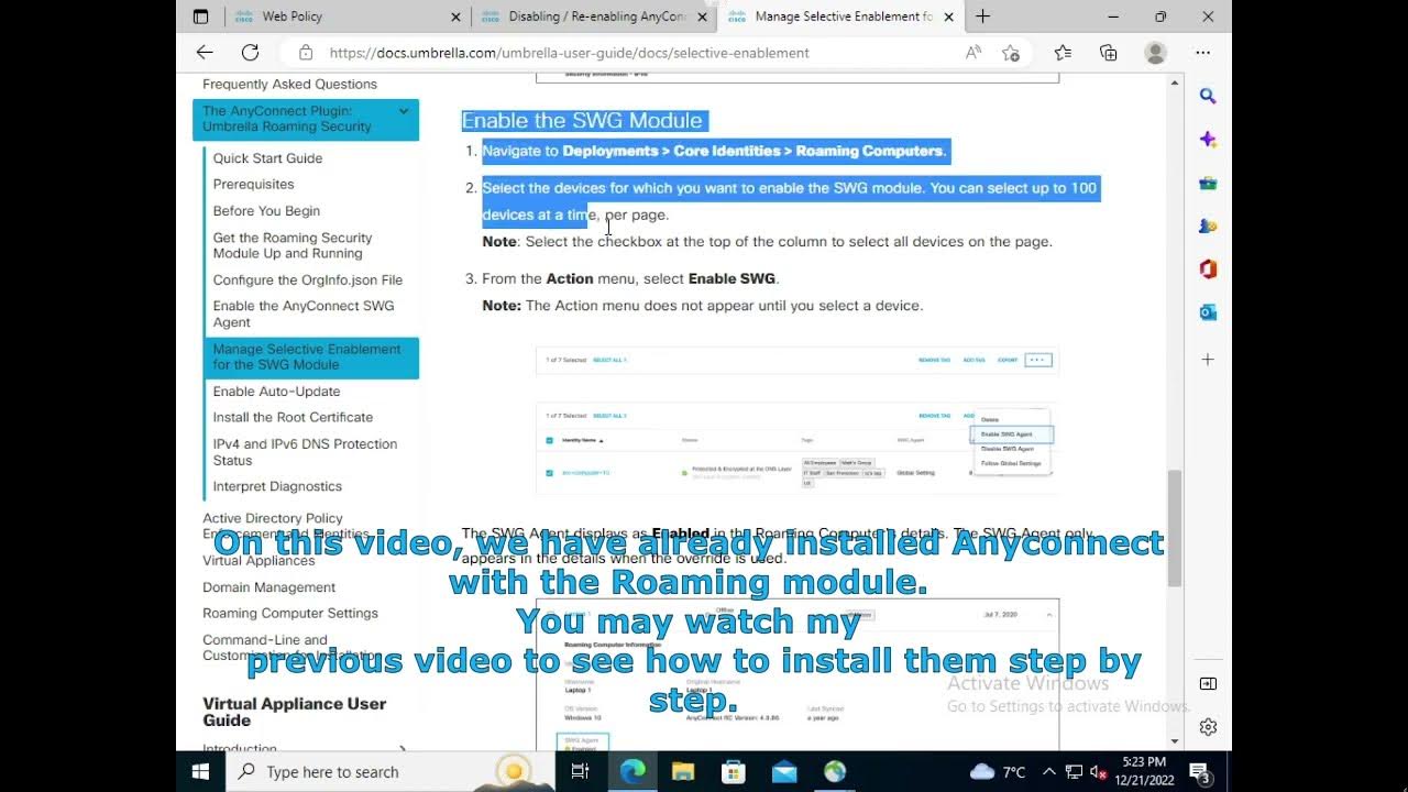 Enable Secure Web Gateway on AnyConnect - Umbrella SIG - YouTube