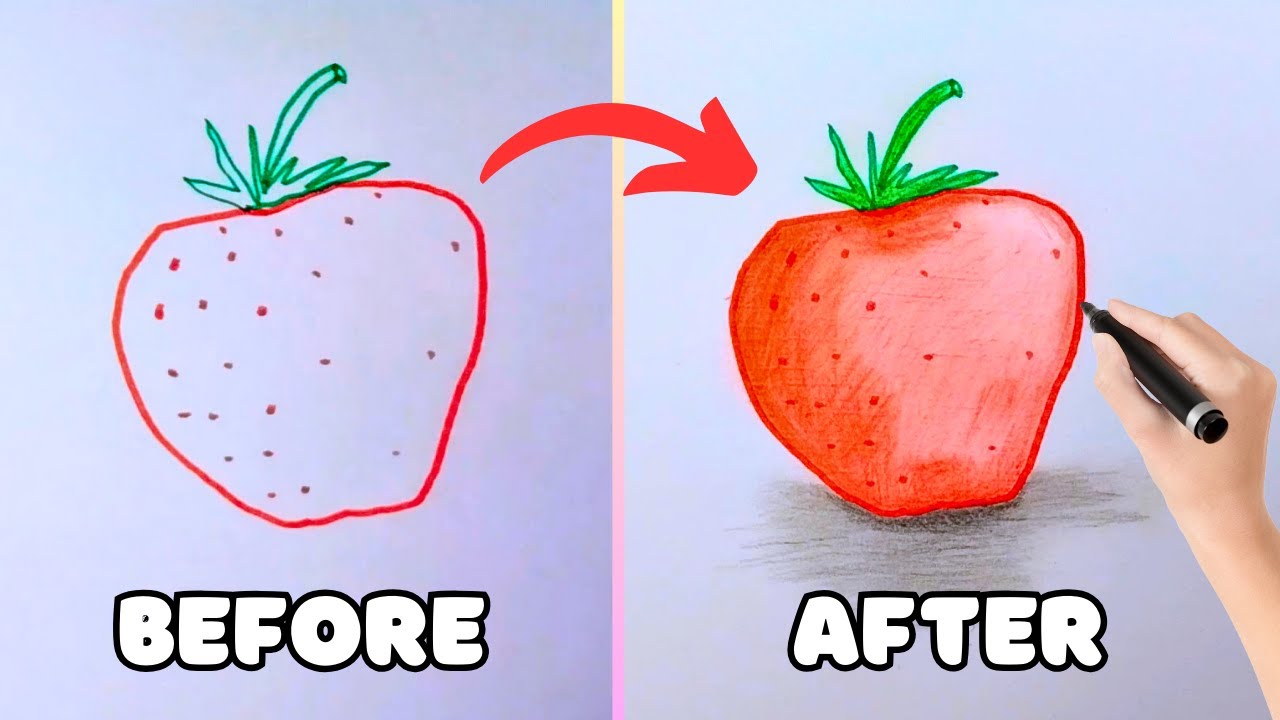 How to Draw a Strawberry | Easy Step-by-Step for Kids | Lalagram - YouTube