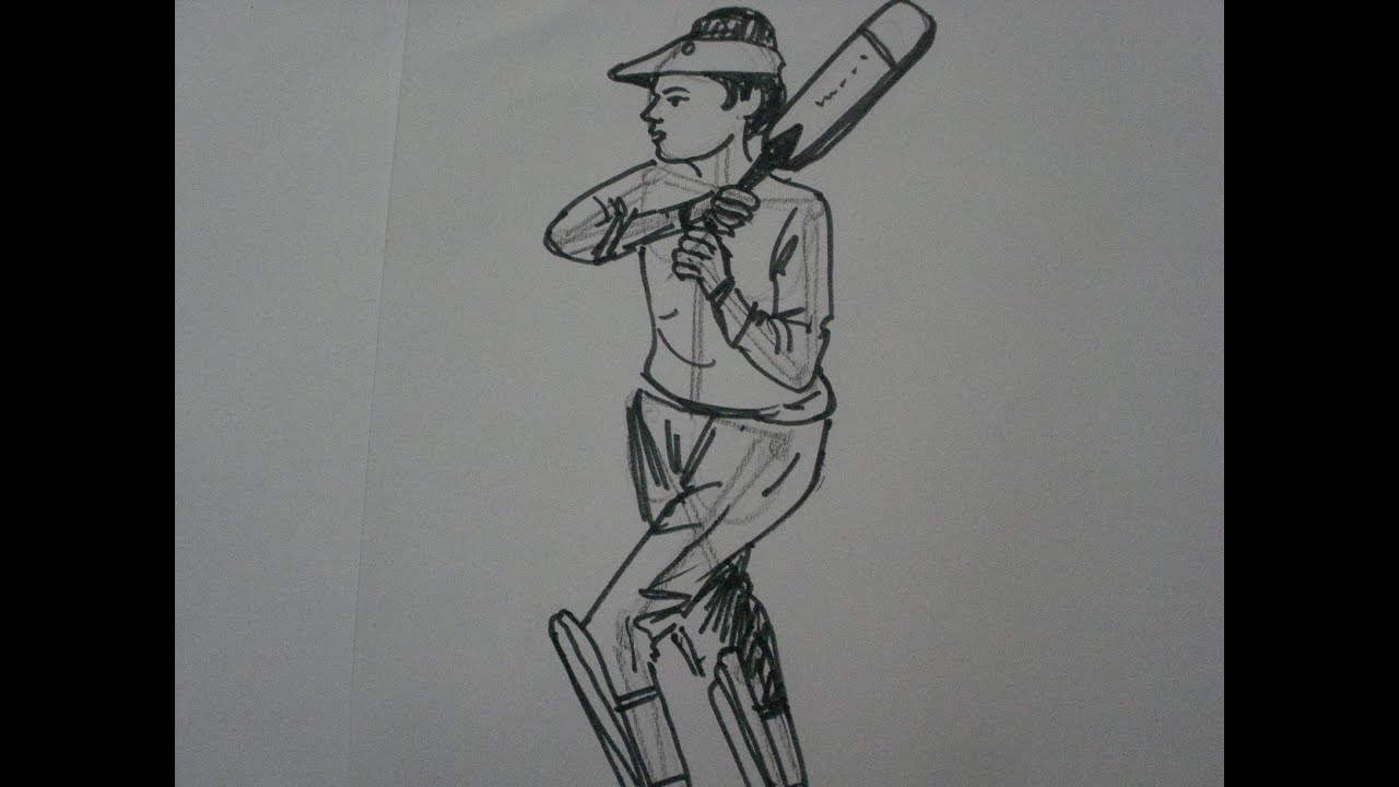 Drawing Tutorial,how to draw a batsman - YouTube