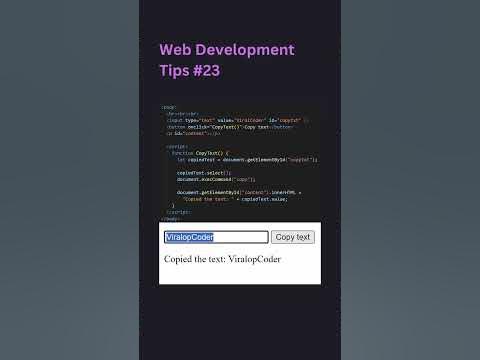 Copy to Clipboard 📋 in JS 🔥 #javascript #dailyshorts #coding #trickshort #webdevelopment - YouTube