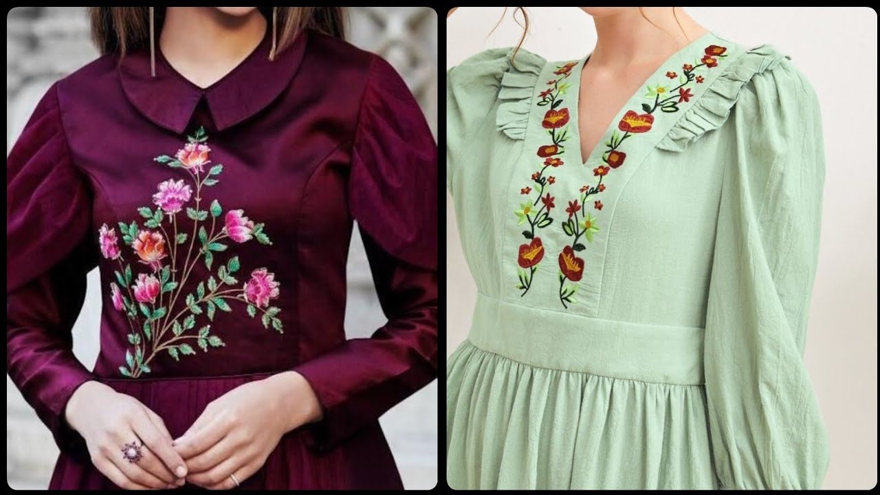 Most Stylish Stunning And Elegant Hand Embroidery Neck & Bodice Design ...