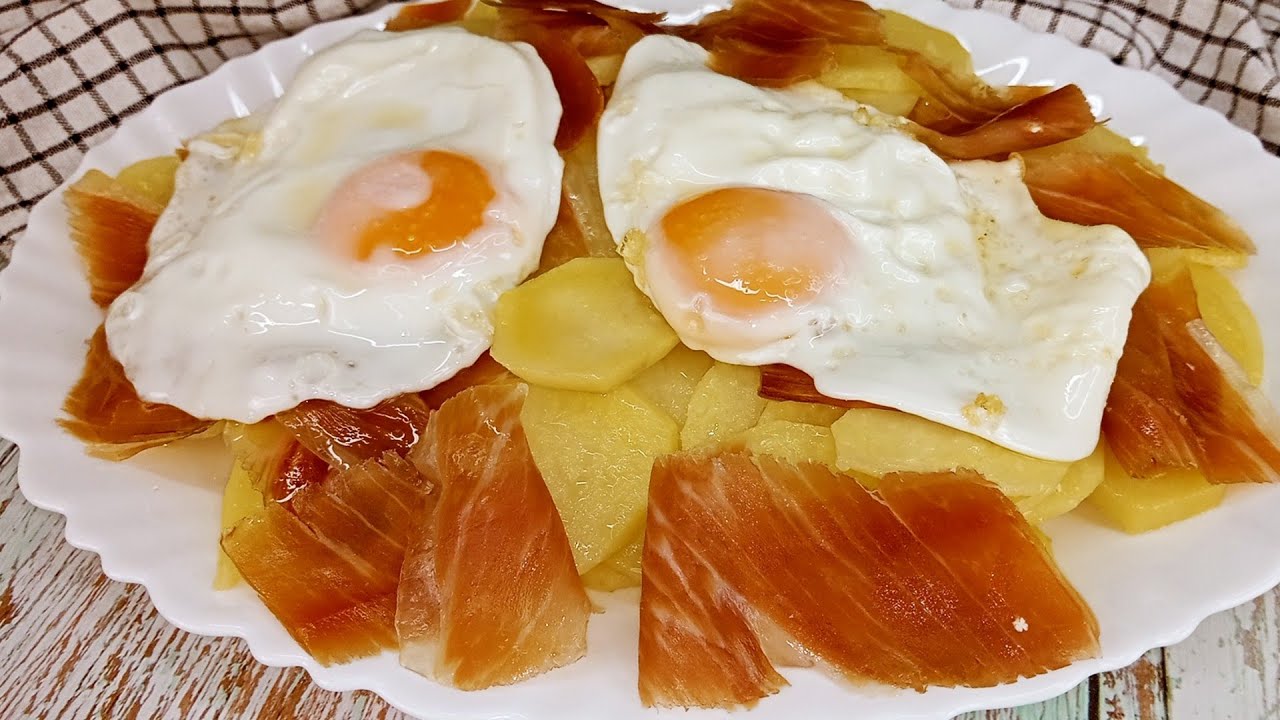 🍳HUEVOS FRITOS CON PATATAS Y JAMÓN 💥 ¡Es tan fácil que puedes cocinarlo ...