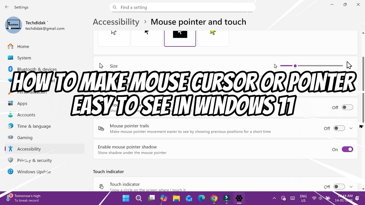 How to Make Mouse Cursor or Pointer Easy to See in Windows 11 - YouTube