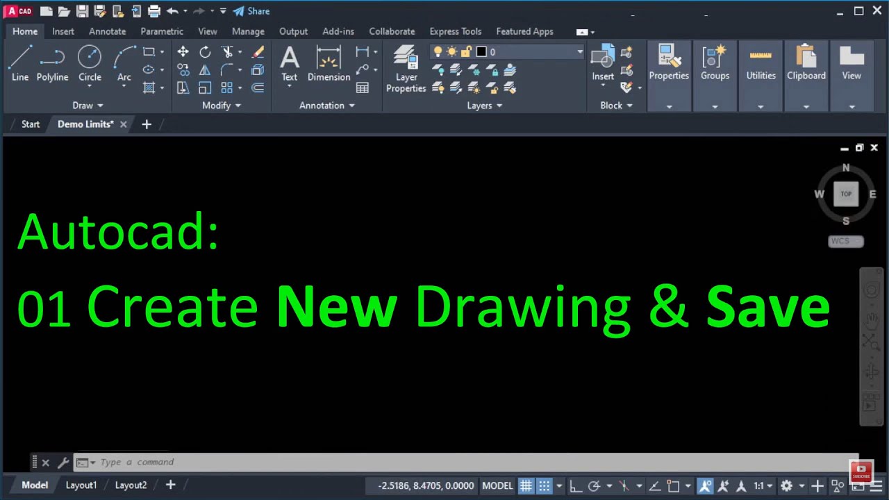 01 Autocad Create New and Save - YouTube
