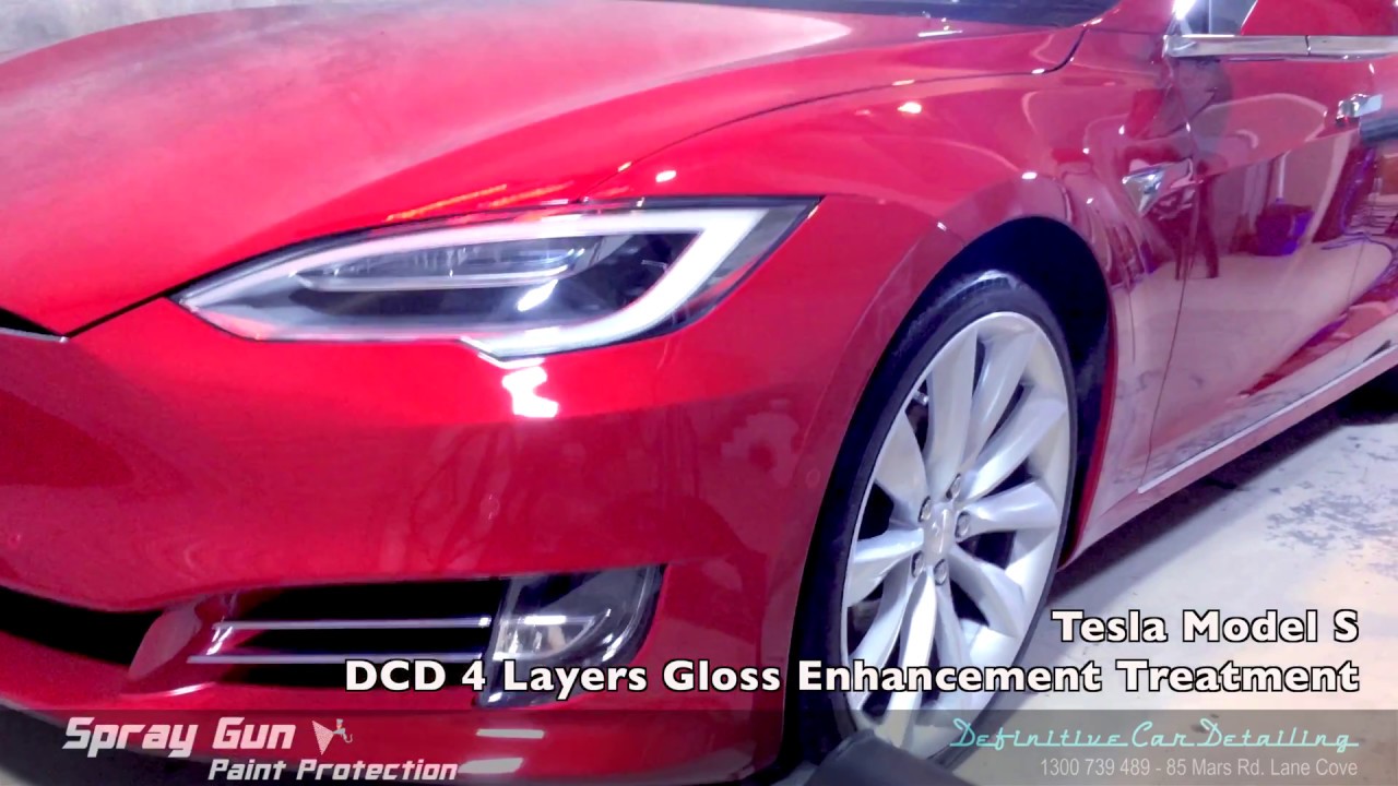 Tesla Model S Red Definitive Sydney Spray Gun 4 Layers Paint Protection ...