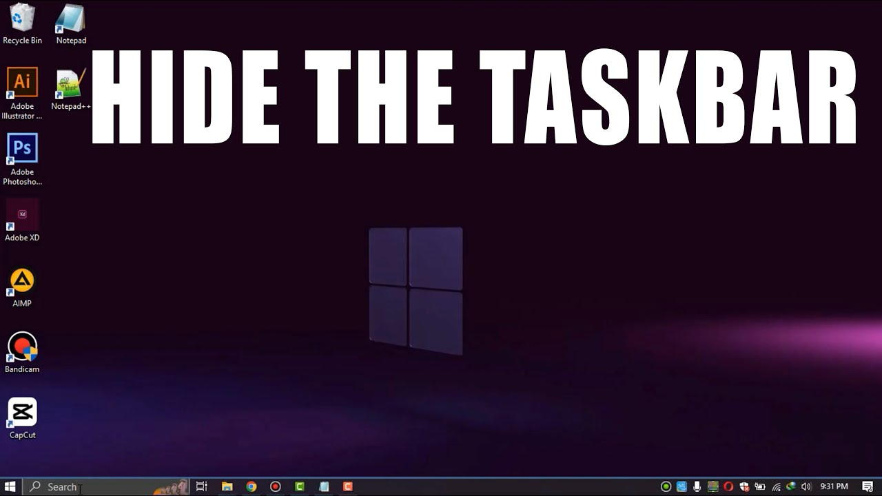 How To Hide The Taskbar Windows 10 - YouTube