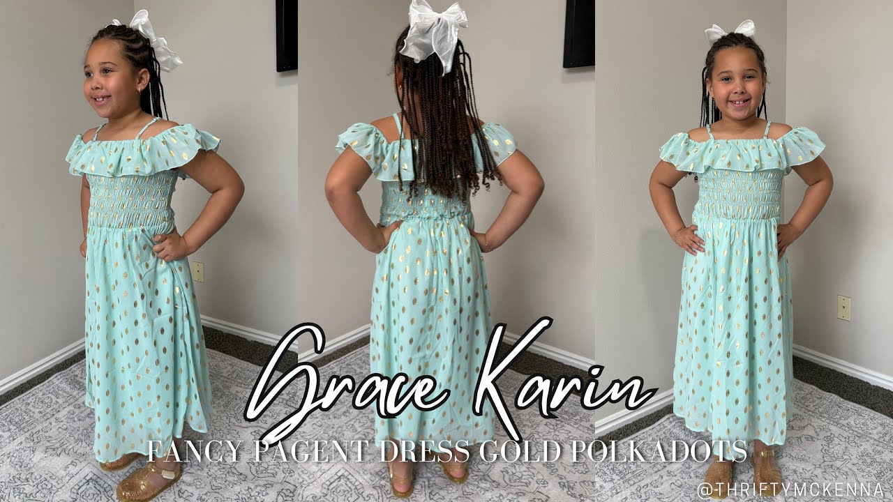 Grace Karin Fancy Pagent Dress with Gold Polkadots - YouTube