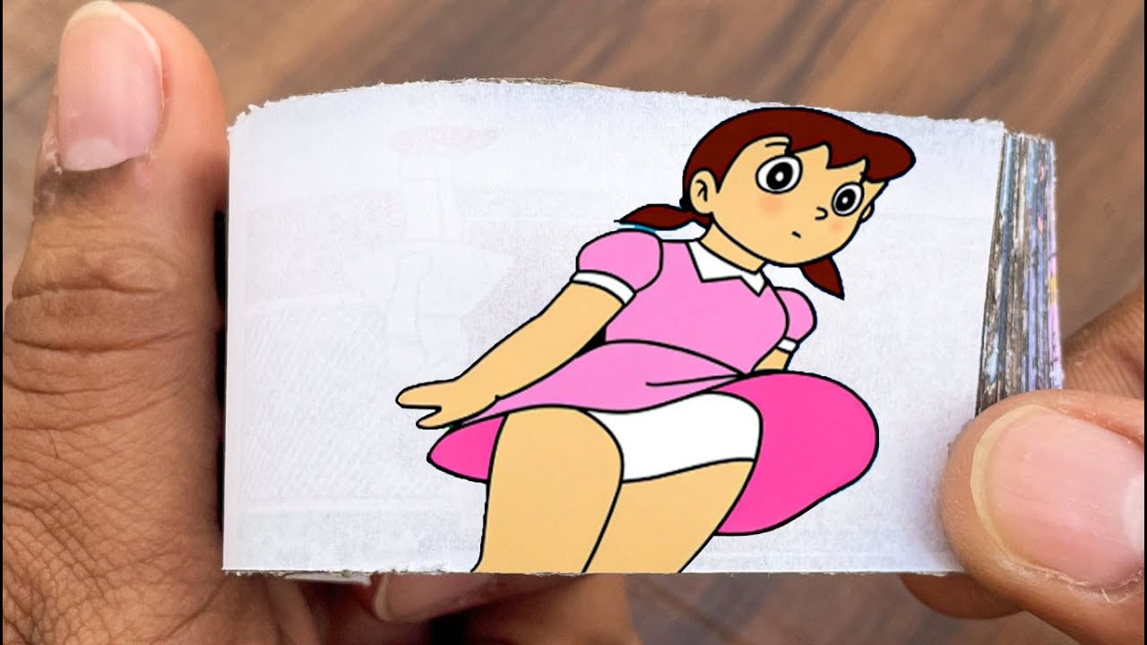 Doraemon Cartoon Flipbook 282 Nobita Lifts Shizukas Skirt Flip Book