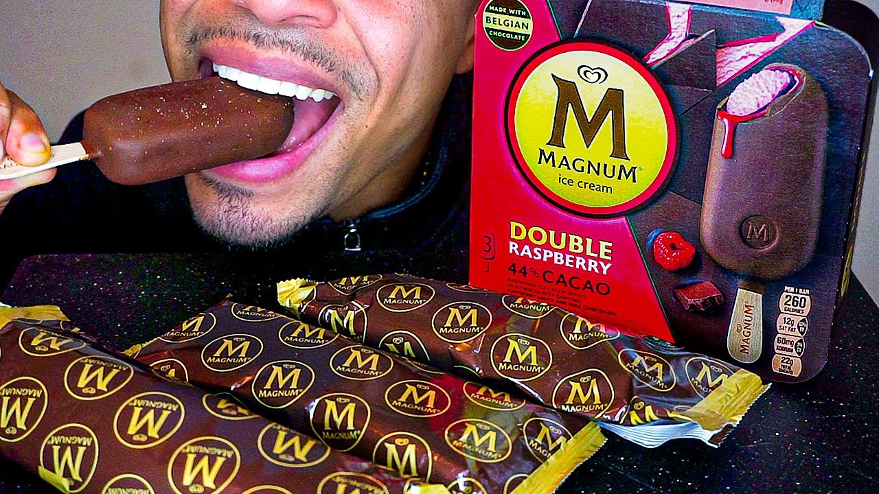 ASMR EATING MAGNUM ICE CREAM CHOCOLATE BARS BIG BITES MUKBANG FAST ...