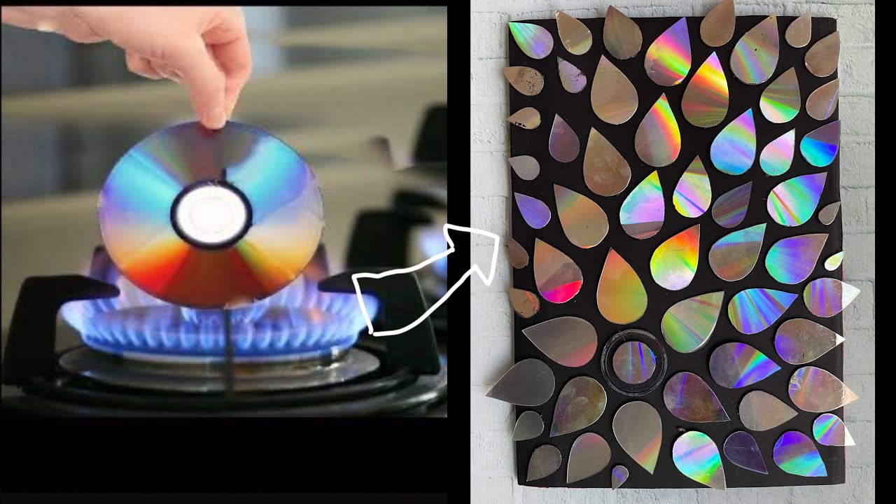 DVD/CD frame making | waste CD frame | wall hanging | room decor - YouTube