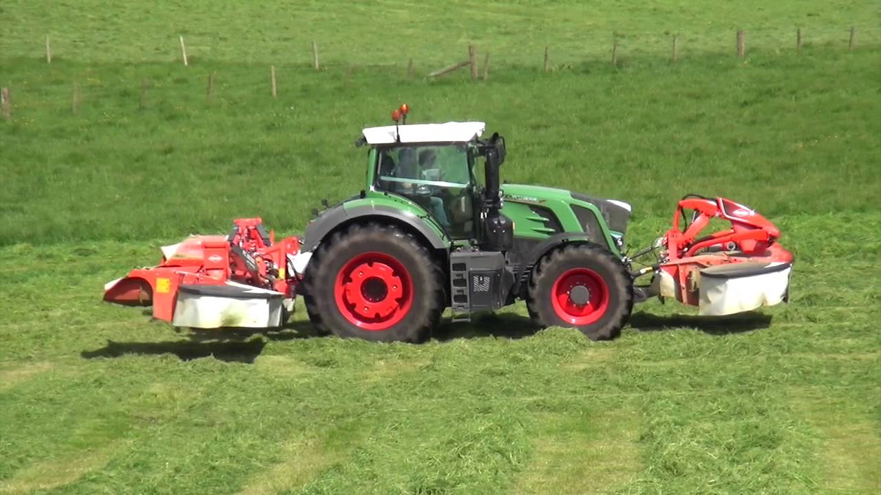 Fendt 828 Kuhn Butterfly Mowers Aerial View gtritchie5 - YouTube