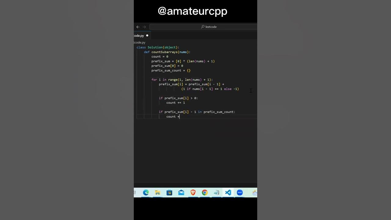 2031. Count Subarrays with More Ones Than Zeros (Prefix Sum) - LeetCode - YouTube