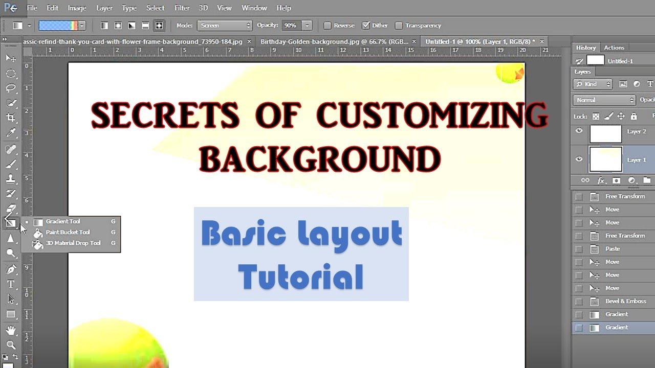 SECRETS OF CUSTOMIZED BACKGROUND LAYOUT|ADOBE PHOTOSHOP CS6|TOOLS USED ...