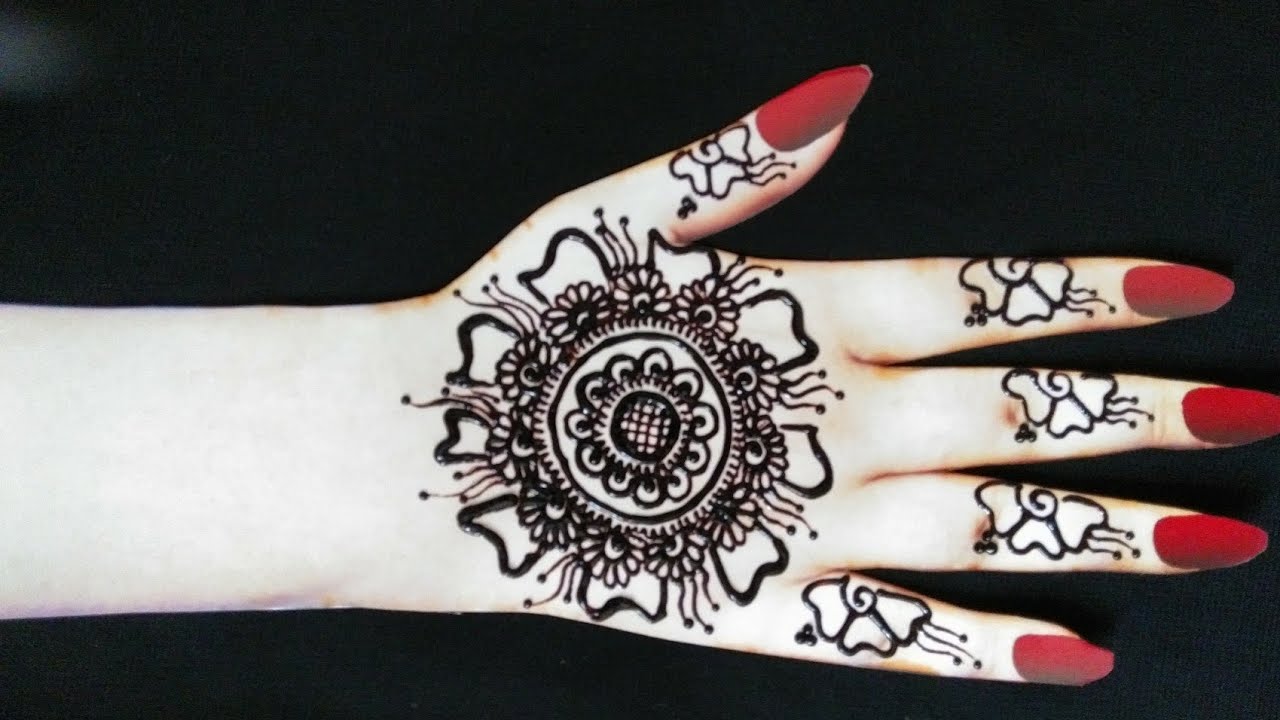 Simple mehndi bunch || easy mehndi design for back hand - YouTube