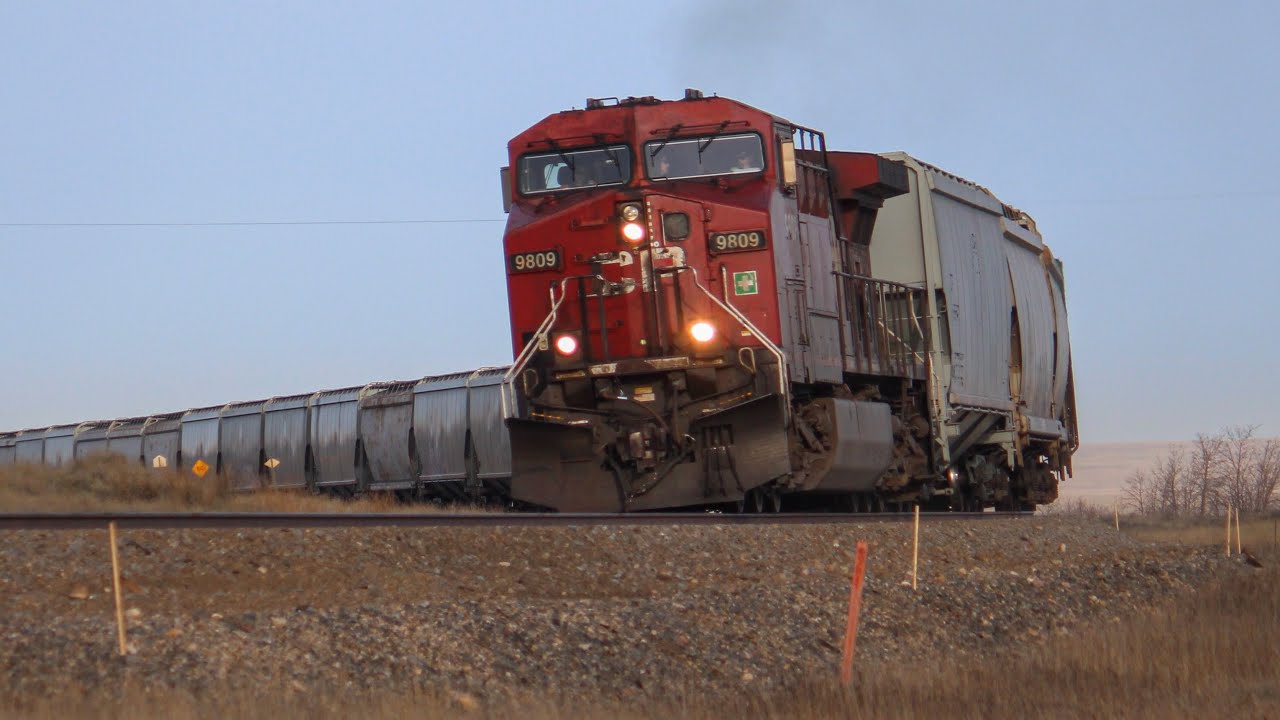 CP 9809 East - CPKC 300 (Grain) - CP Brooks Sub - Bowell, Alberta - YouTube
