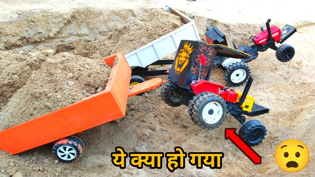 modified tractor with Fully loaded sad trolley stuck || tractor trolley ...