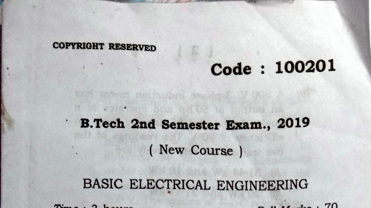 Basic Electrical Engineering Question Paper AKU Annual Exam 2019 For basic-electrical-engineering-question-paper-aku-annual-exam-2019-for