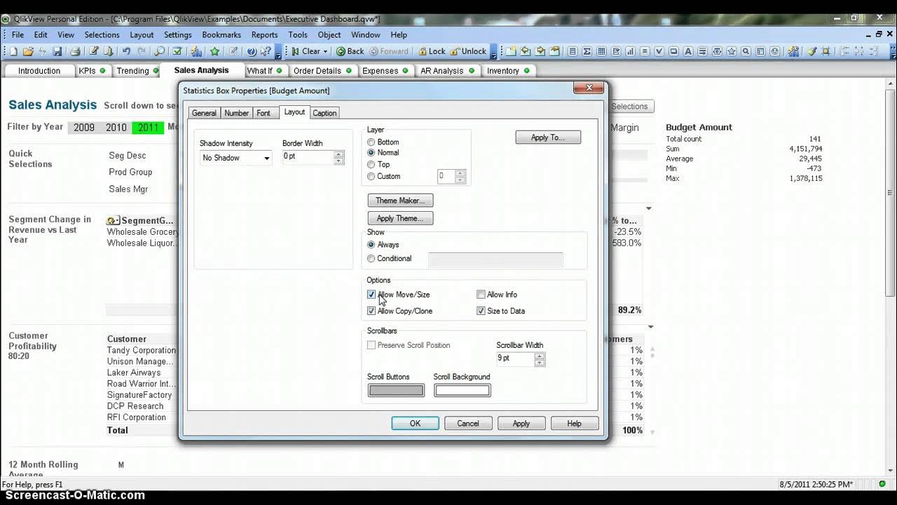 Creating and Configuring Statistics Box in QlikView - YouTube