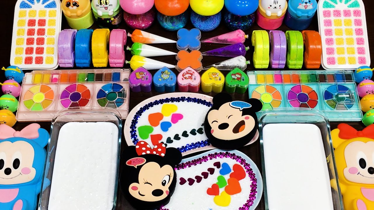 Mixing Colorful Slime with Minnie & Mickey DIY Sets | Satisfying Slime ...