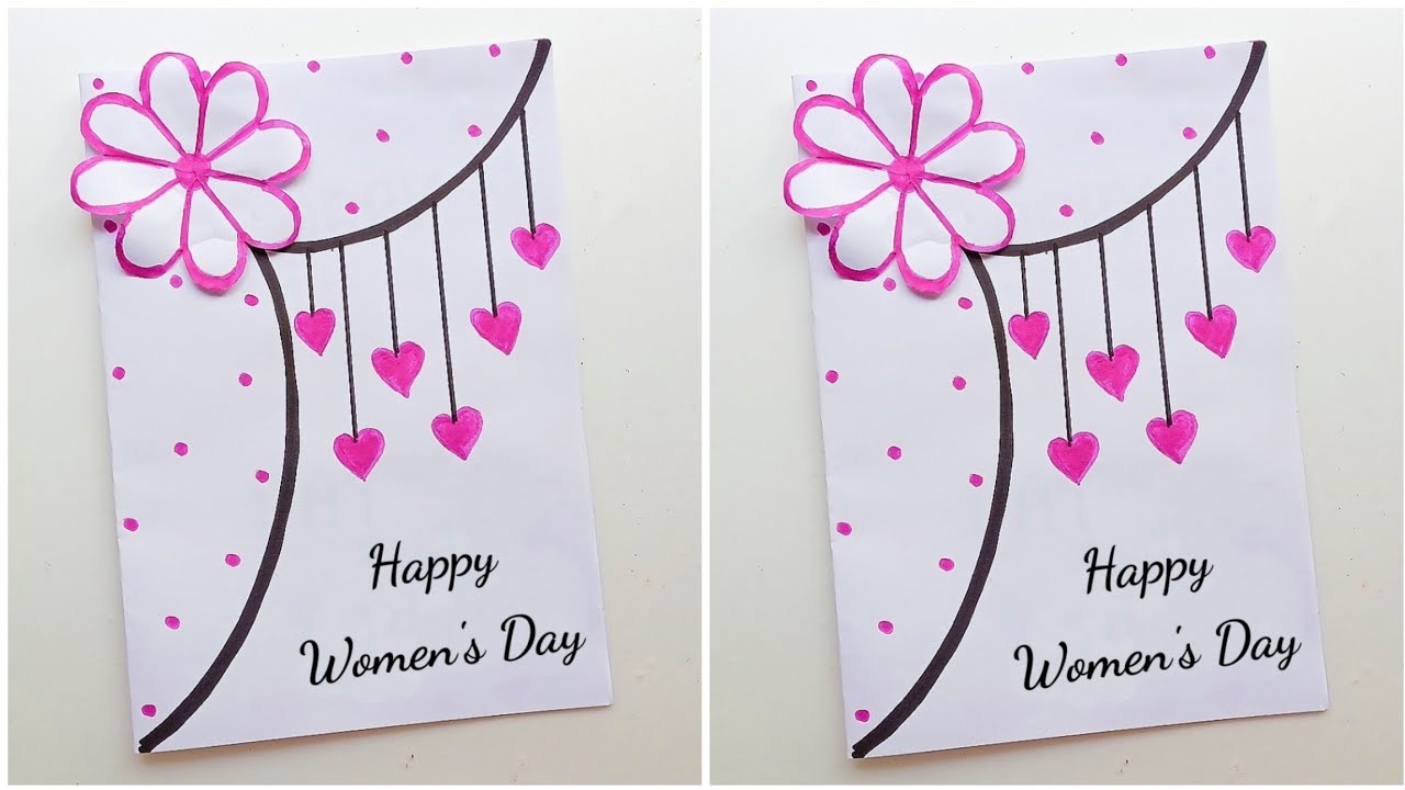 Beautiful Women's Day Card Making ️ || How to make a women's day card ...