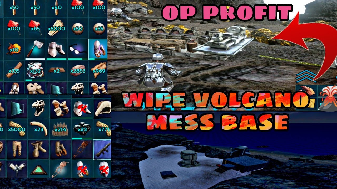 [ ARK MOBILE ] PVP WIPE VOLCANO 🌋 MESS BASE AND ICE BASE - YouTube