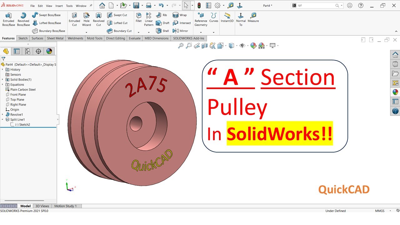 A Section Pulley Design in SolidWorks | Step-by-Step Mechanical ...