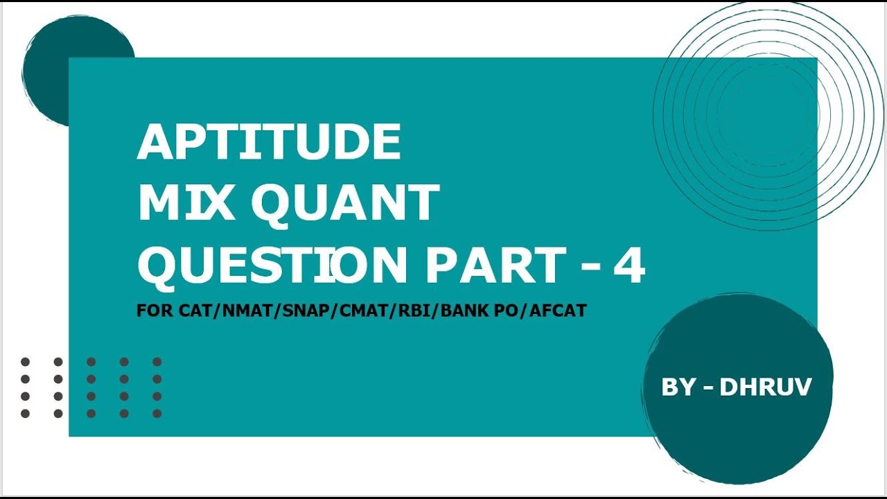 Aptitude Mix Quant Questions 4 | Important Quant Questions for CAT ...