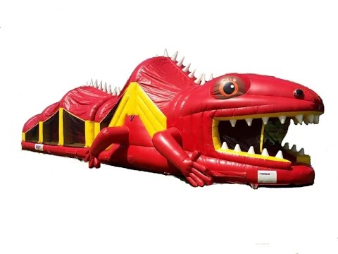 Red Lizard Inflatable Obstacle Course - Lizard Obstacle Course - YouTube