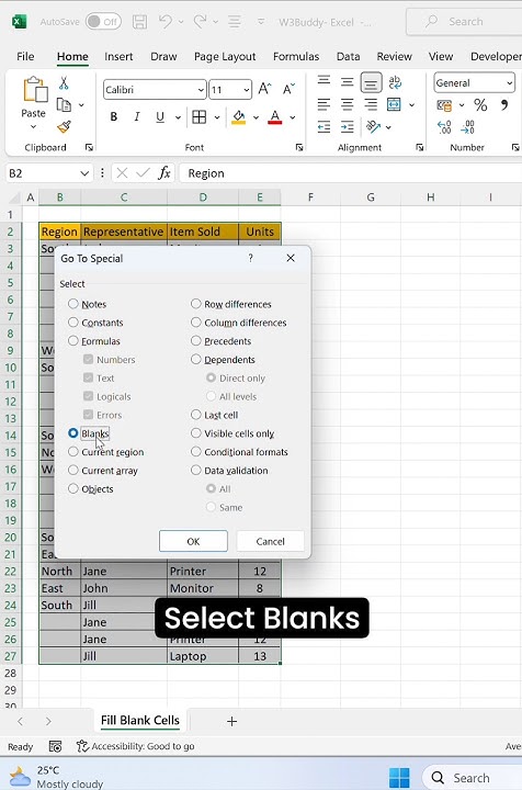 How to fill blank cells in excel #shorts #exceltips #tutorial - YouTube