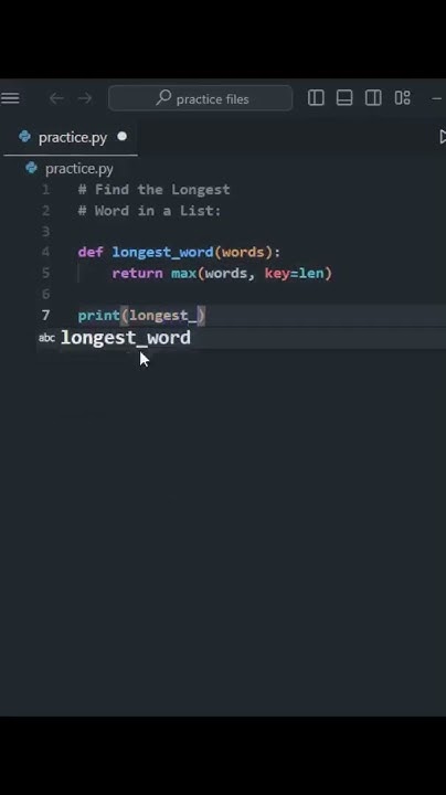 Find The Longest Word Python Pythonprogrammingcodinglearnpython Pythonforbeginners Youtube 9714