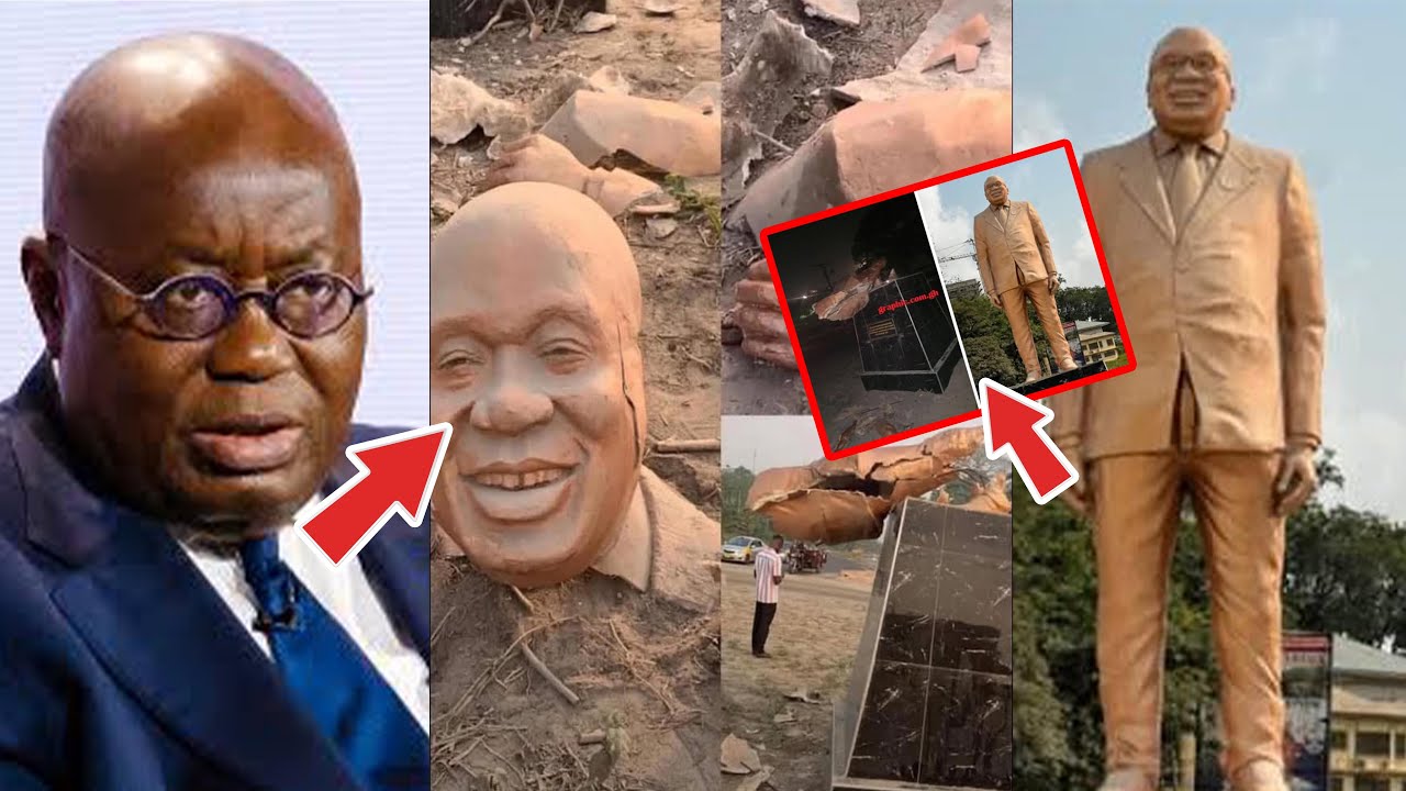 Ghanaians finally destroyed Nana Addo Statue… - YouTube