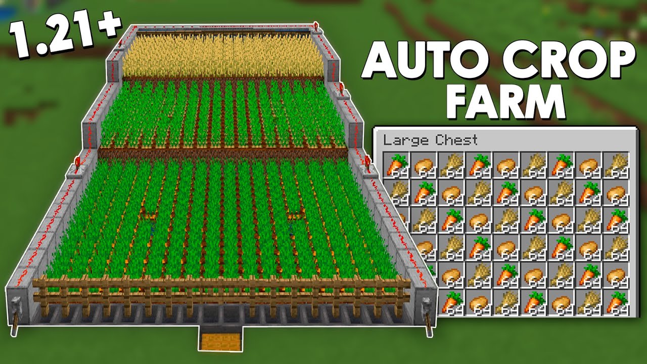 Minecraft How to Make an EASY Semi-Automatic Crop Farm 1.21+ - YouTube
